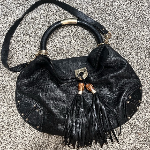 Gucci | Bags | Gucci Black Leather Indy Top Handle Hobo | Poshmark